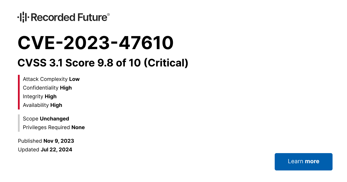 CVE-2023-47610 Description, Impact and Technical Details CVE-2023-47610 Description, Impact and Technical Details